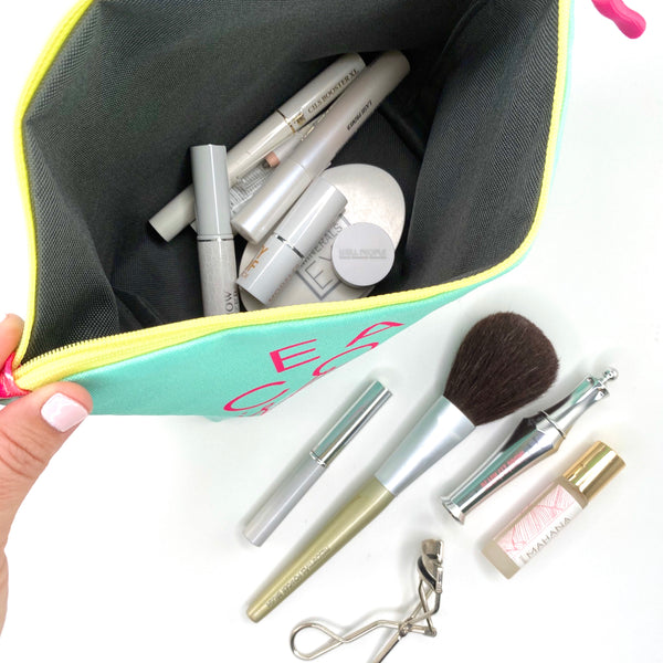 East Coast Girls Recycled Canvas Makeup Bag - Waves Cosmetic Pouch ...